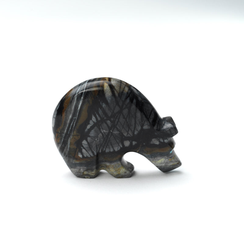 Rodney Laiwekate: Picasso Marble, Bear with Turquoise Heartline-Zuni ...