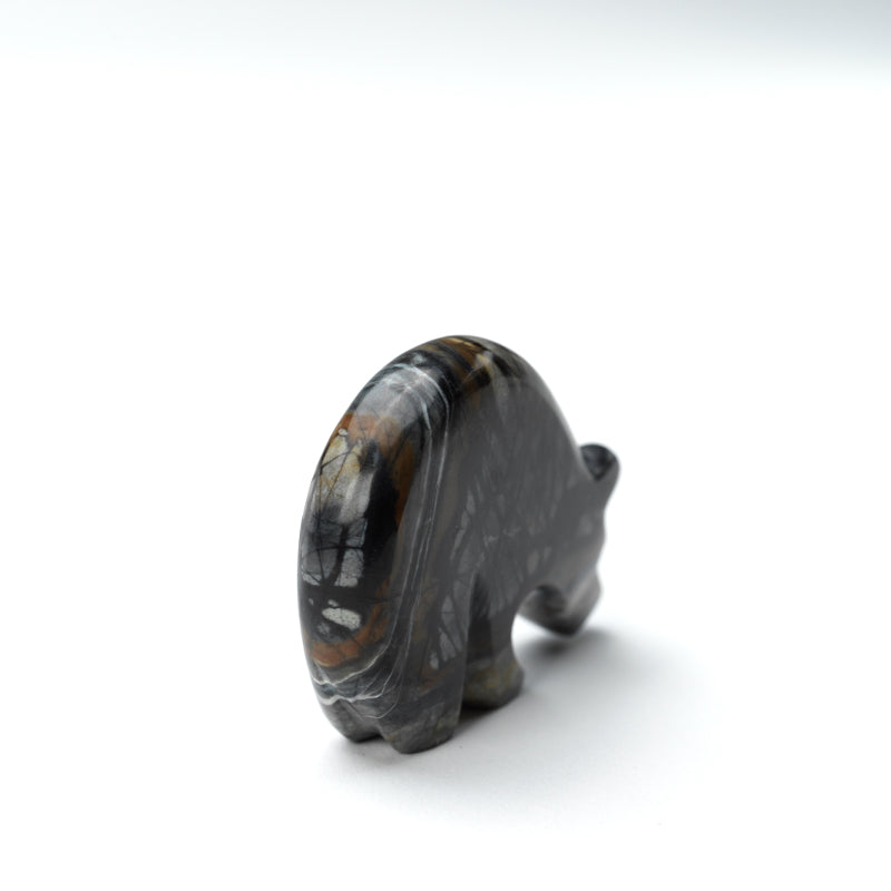 Rodney Laiwekate: Picasso Marble, Bear with Turquoise Heartline-Zuni ...